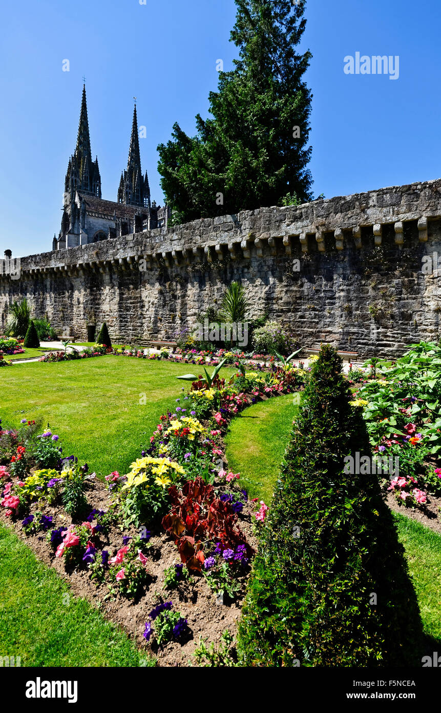 City walls and cathedral Quimper Brittany France Stock Photo - Alamy