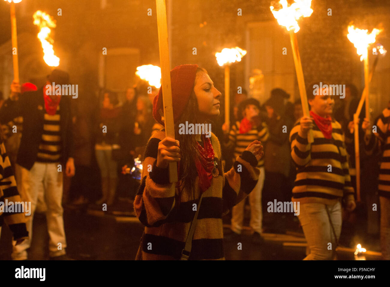 Bonfire night on the 5th of November in Lewes, East Sussex, UK Stock ...