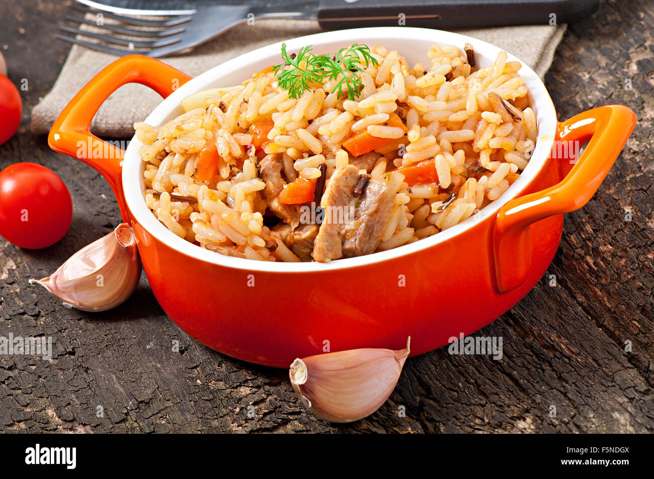 Asian bulgur pilaf meat close hi-res stock photography and images - Alamy