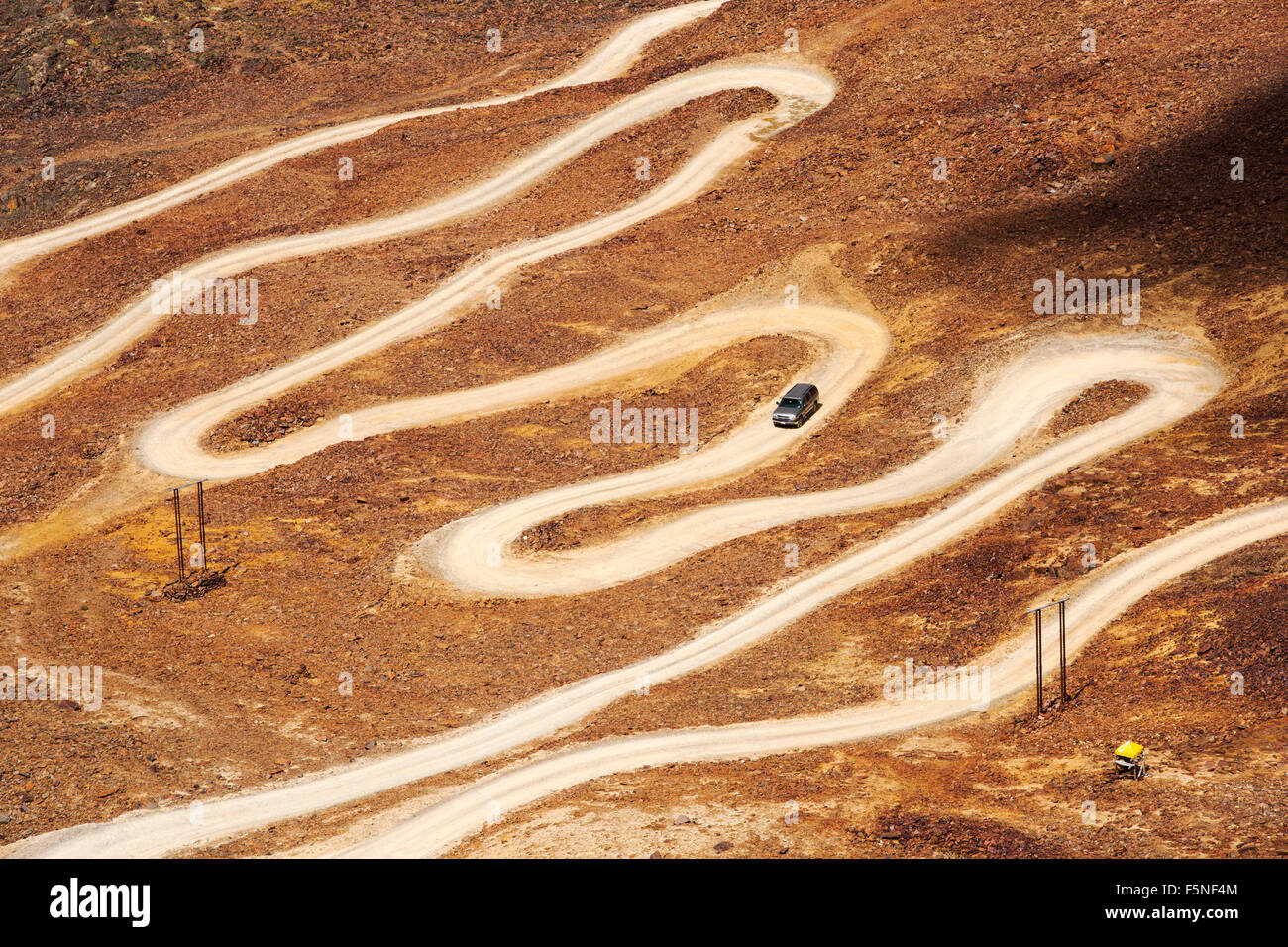 The switchback road that climbs to over 17,000 feet to the peak of ...