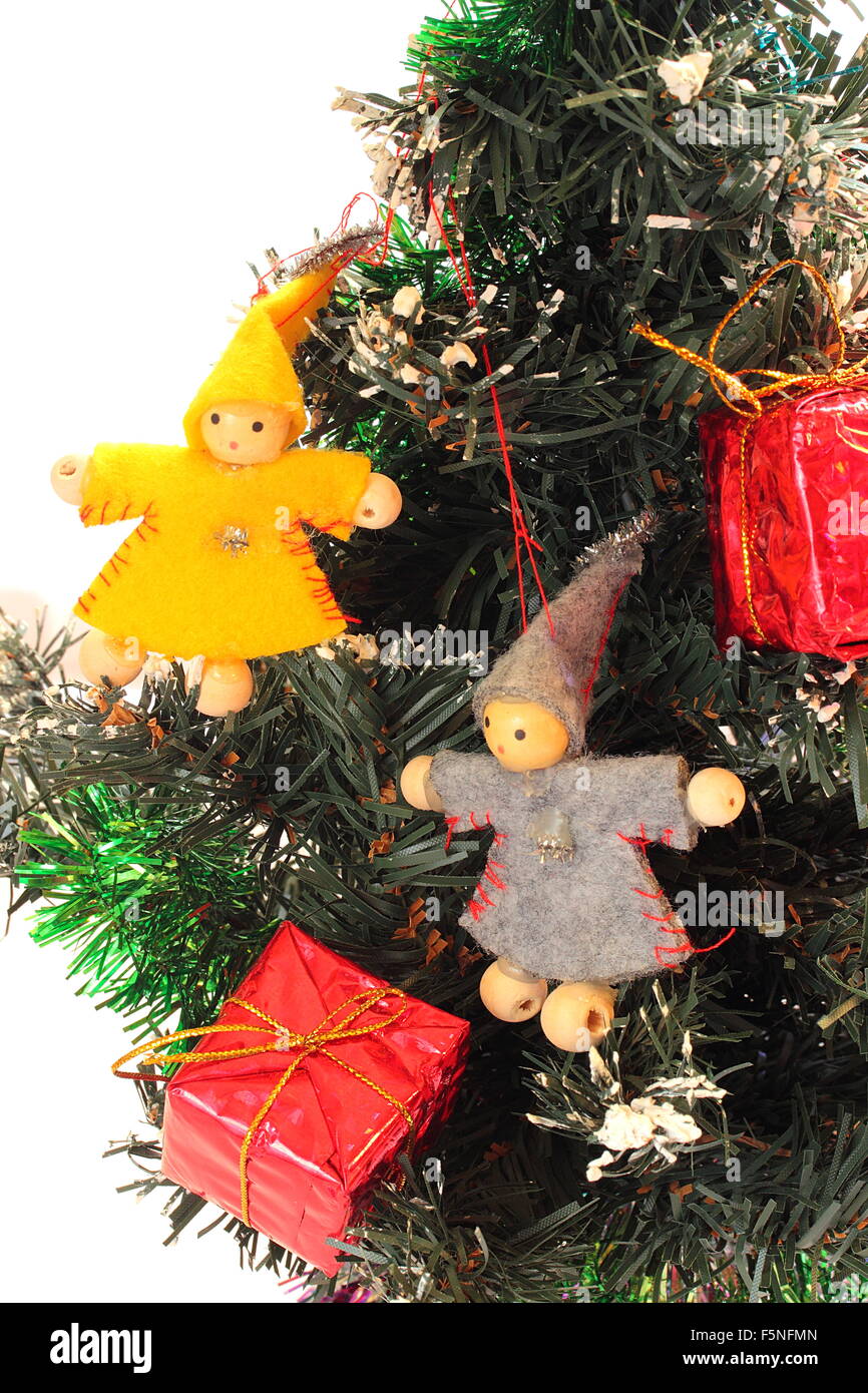 on a white background dressed up Christmas tree Stock Photo - Alamy