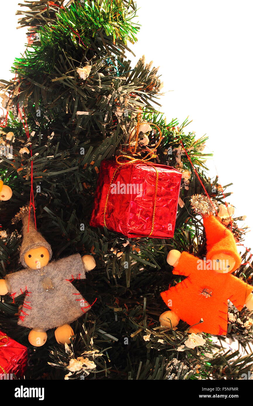 on a white background dressed up Christmas tree Stock Photo - Alamy