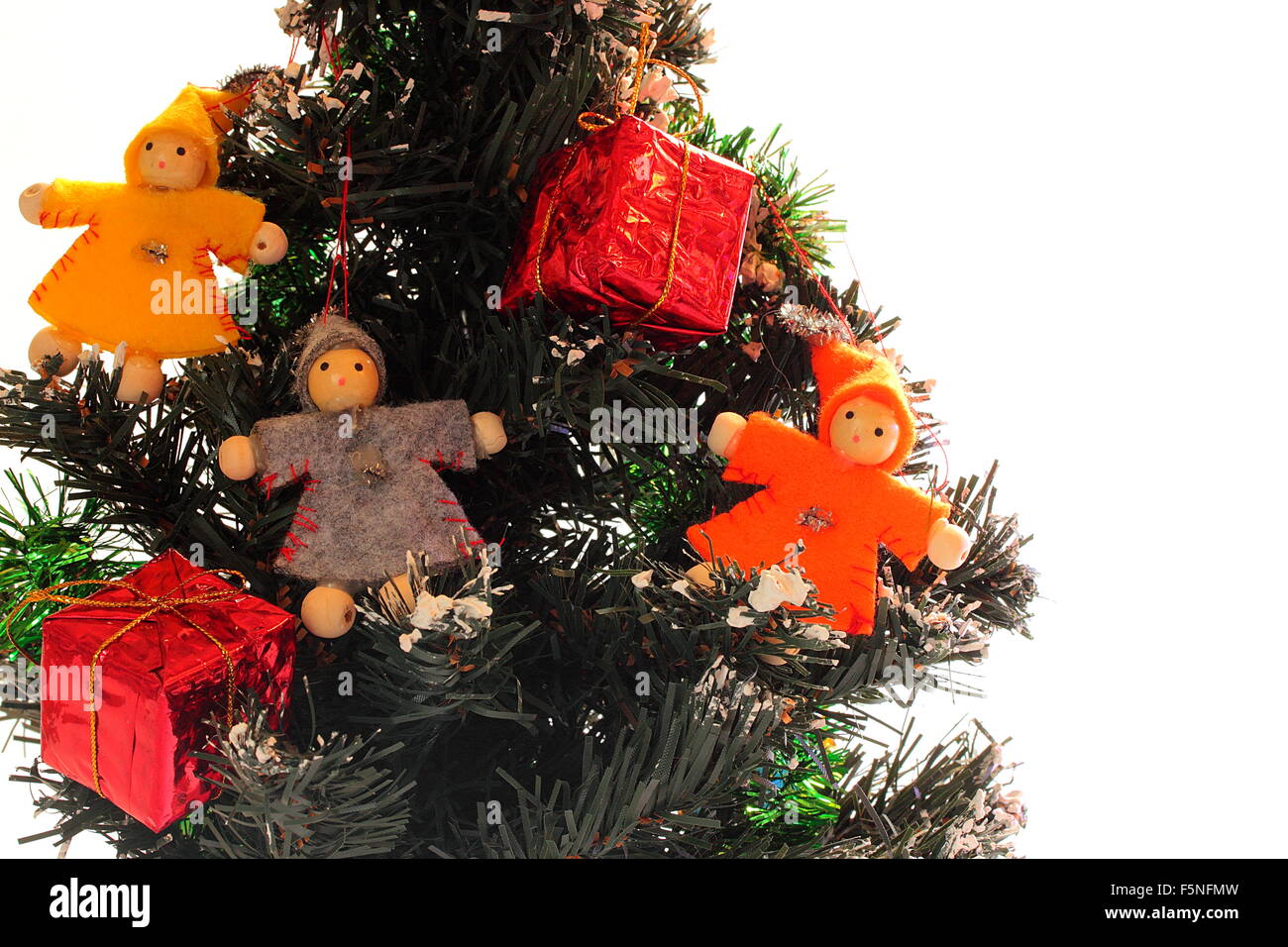 on a white background dressed up Christmas tree Stock Photo - Alamy