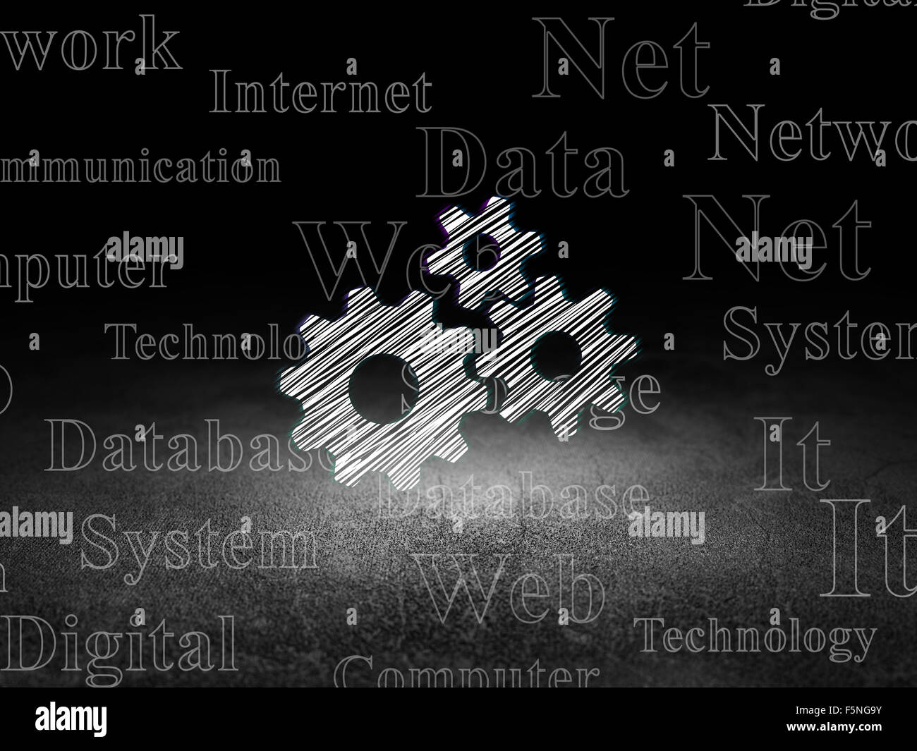 Data concept: Gears in grunge dark room Stock Photo - Alamy