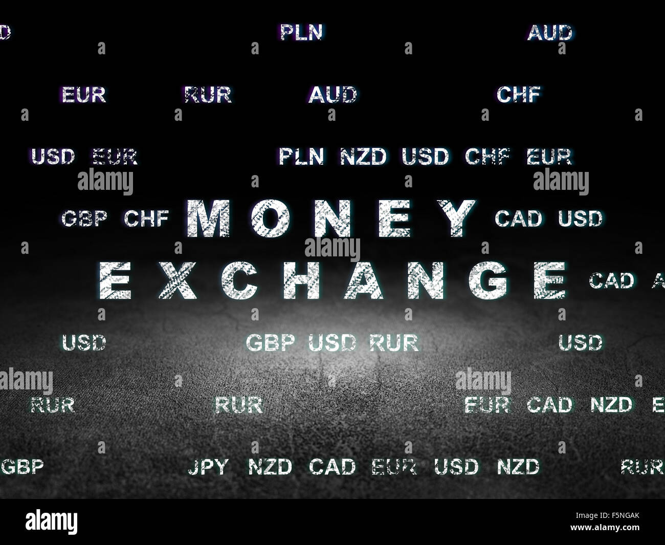 Currency concept: Money Exchange in grunge dark room Stock Photo - Alamy