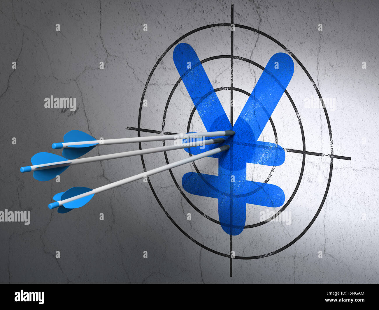Money concept: arrows in Yen target on wall background Stock Photo - Alamy