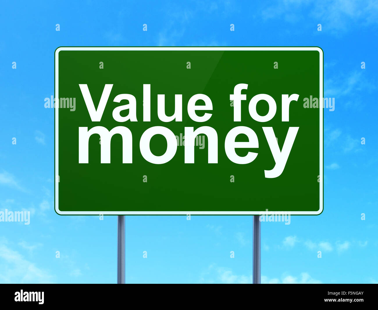 Banking concept: Value For Money on road sign background Stock Photo ...