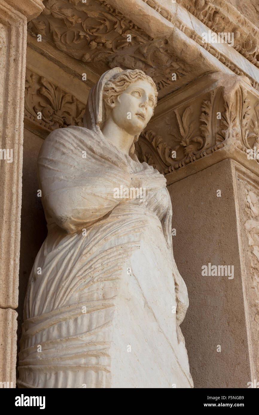 The library of Celsus is an ancient Roman building in Ephesus, with ...
