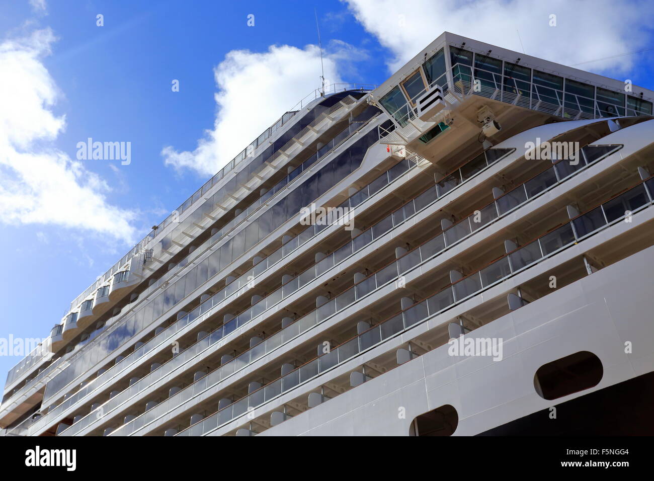 Cruise ship generic image of side looking up from the waterline to the ...