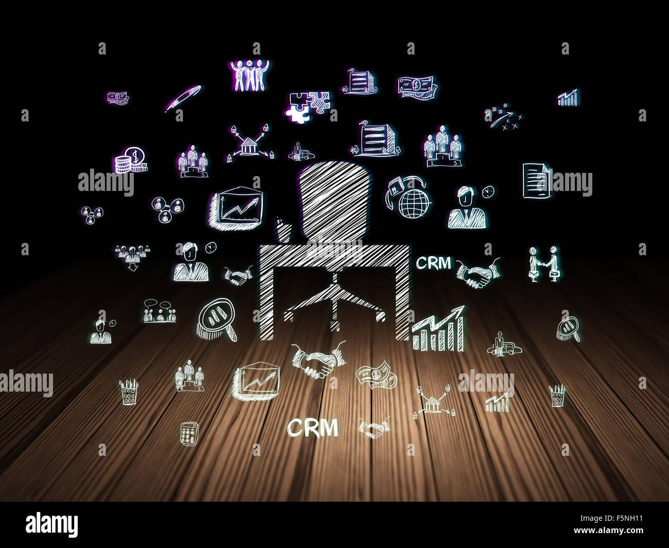 Finance concept: Office in grunge dark room Stock Photo - Alamy