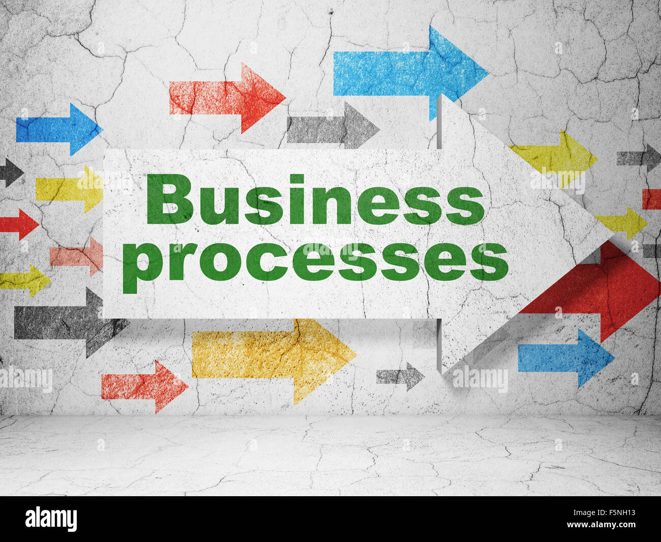 Business concept: arrow with Business Processes on grunge wall ...