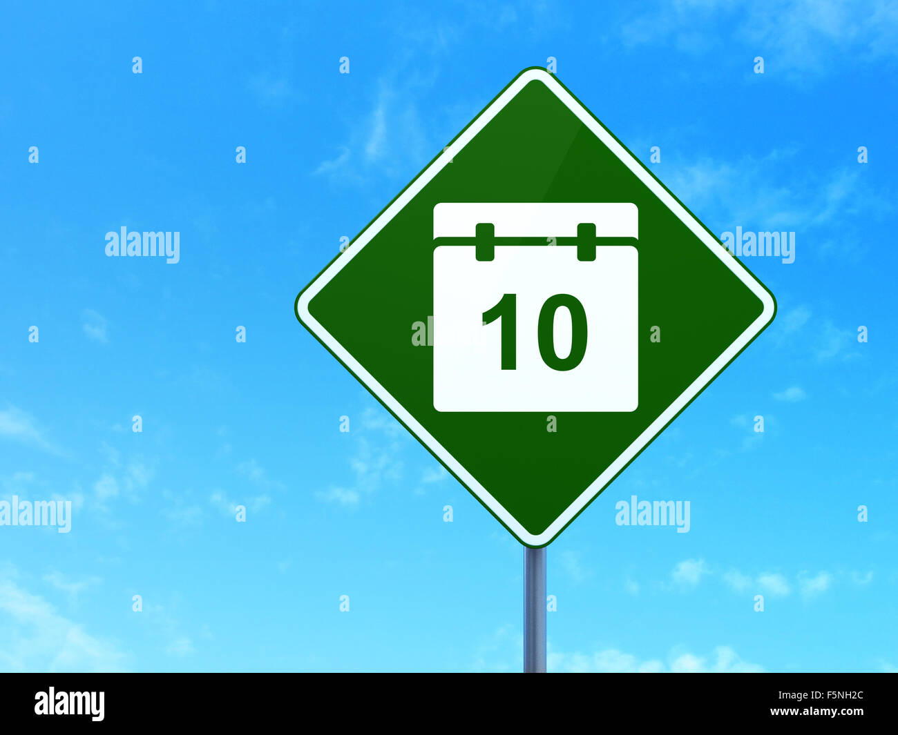 Timeline concept: Calendar on road sign background Stock Photo - Alamy
