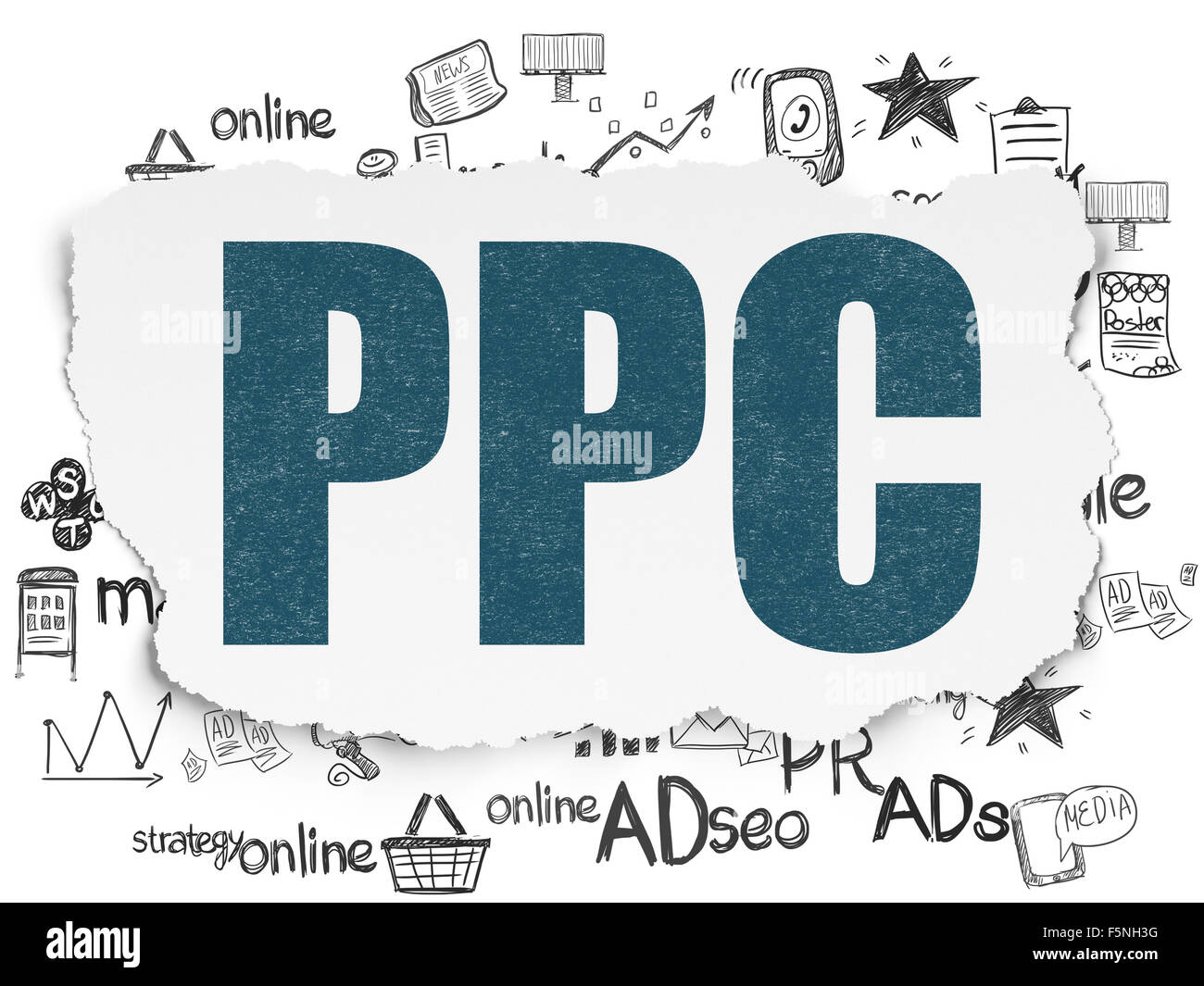 Marketing concept: PPC on Torn Paper background Stock Photo - Alamy