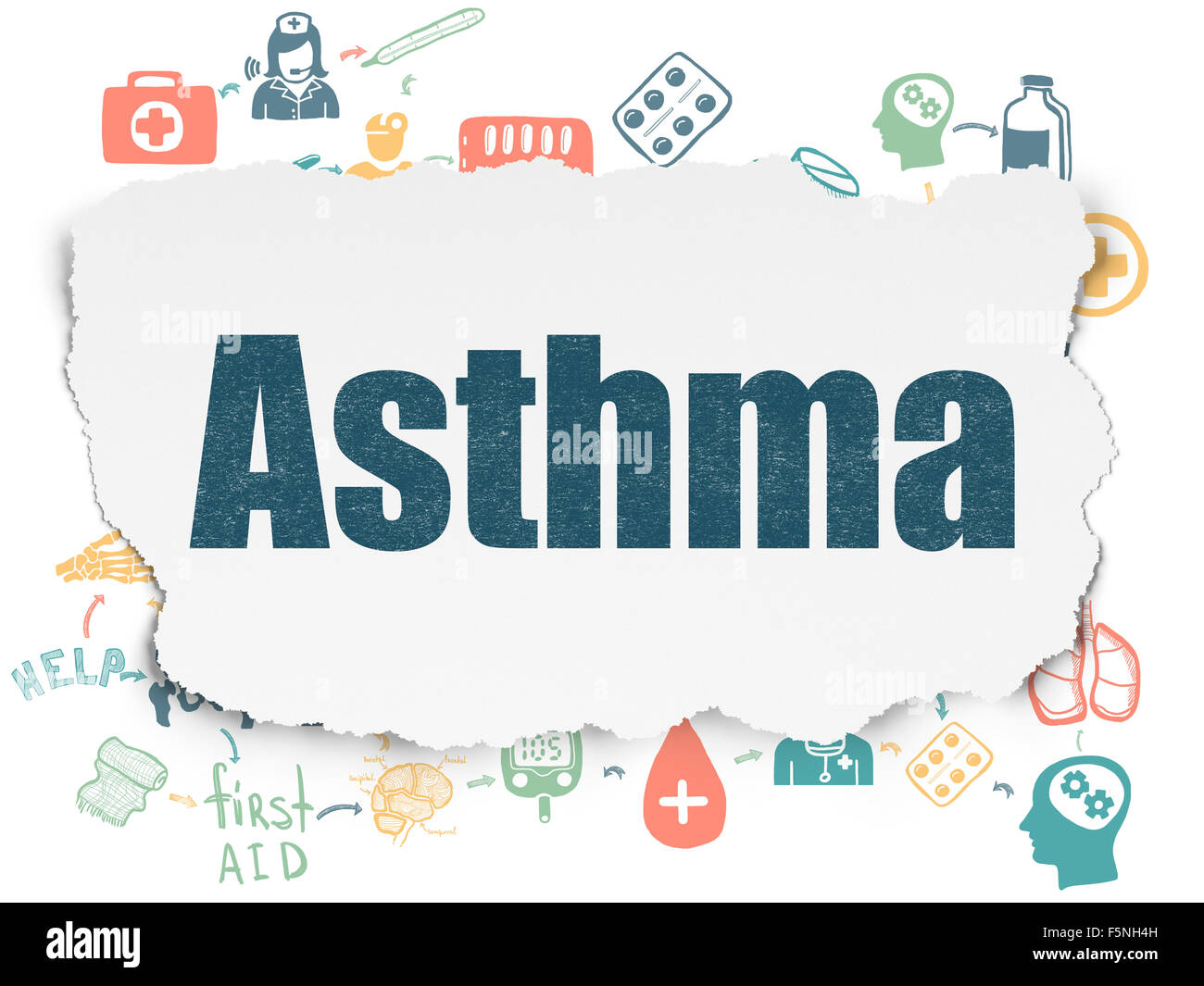 Healthcare concept: Asthma on Torn Paper background Stock Photo - Alamy