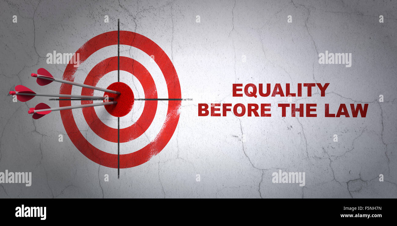 Politics concept: target and Equality Before The Law on wall background ...