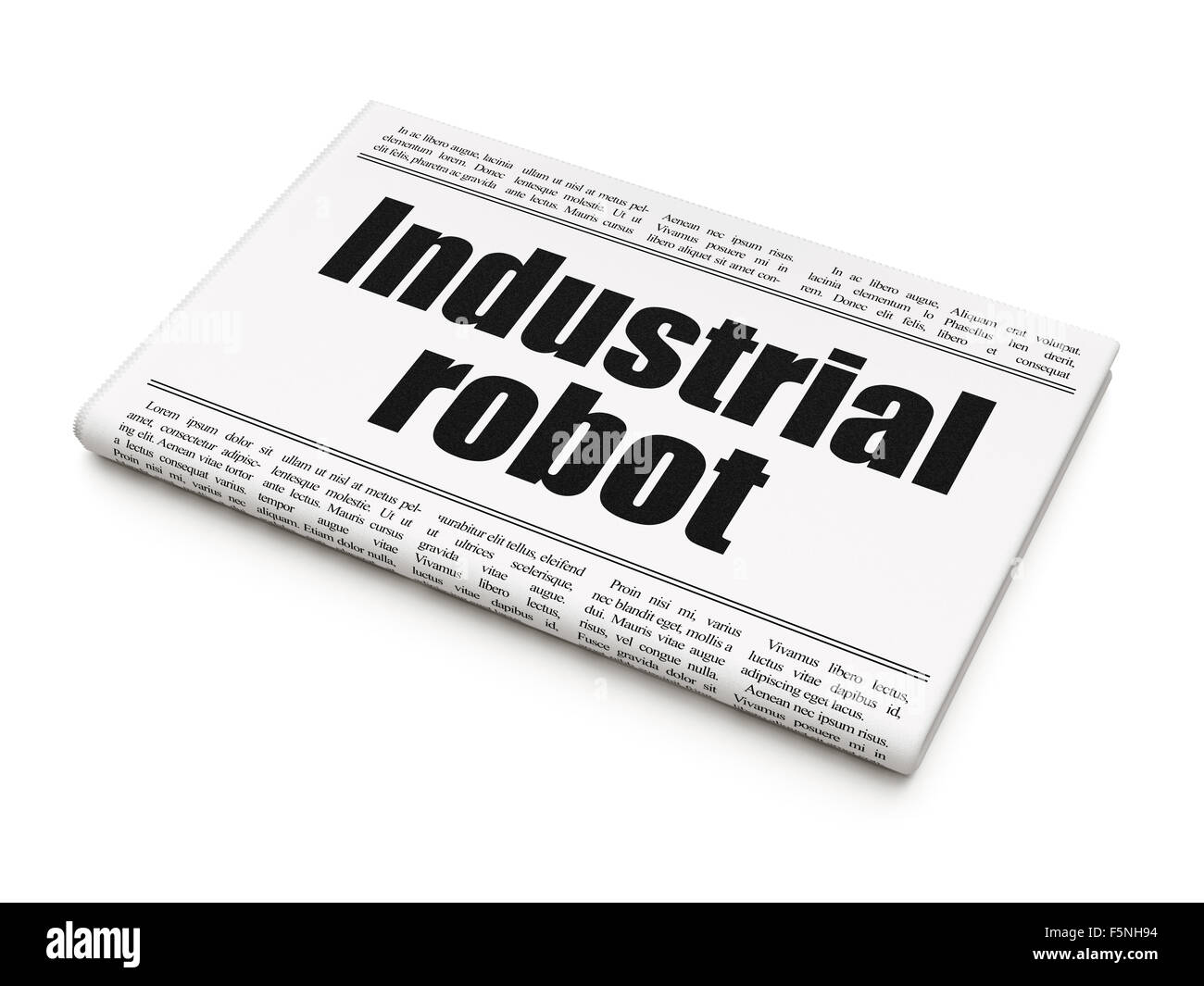 Manufacuring concept: newspaper headline Industrial Robot Stock Photo ...