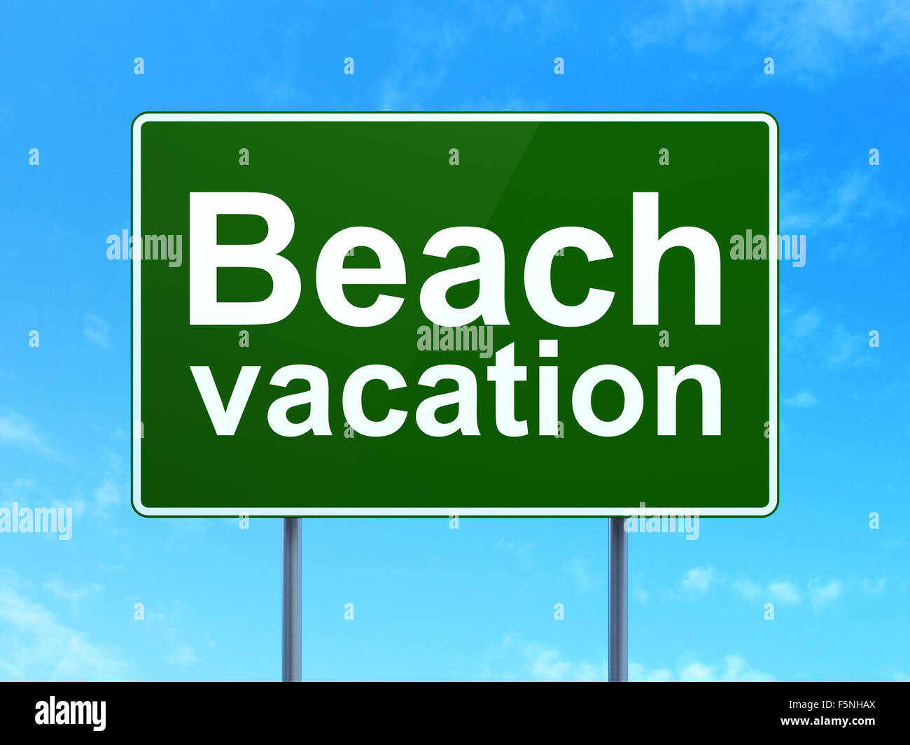 Tourism concept: Beach Vacation on road sign background Stock Photo - Alamy