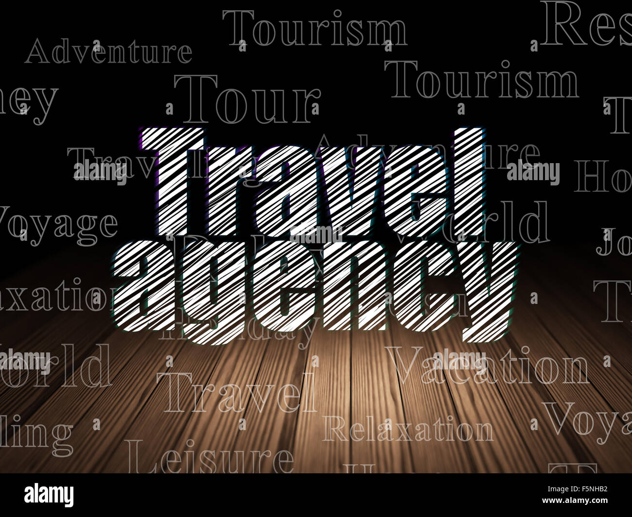 Tourism concept: Travel Agency in grunge dark room Stock Photo - Alamy