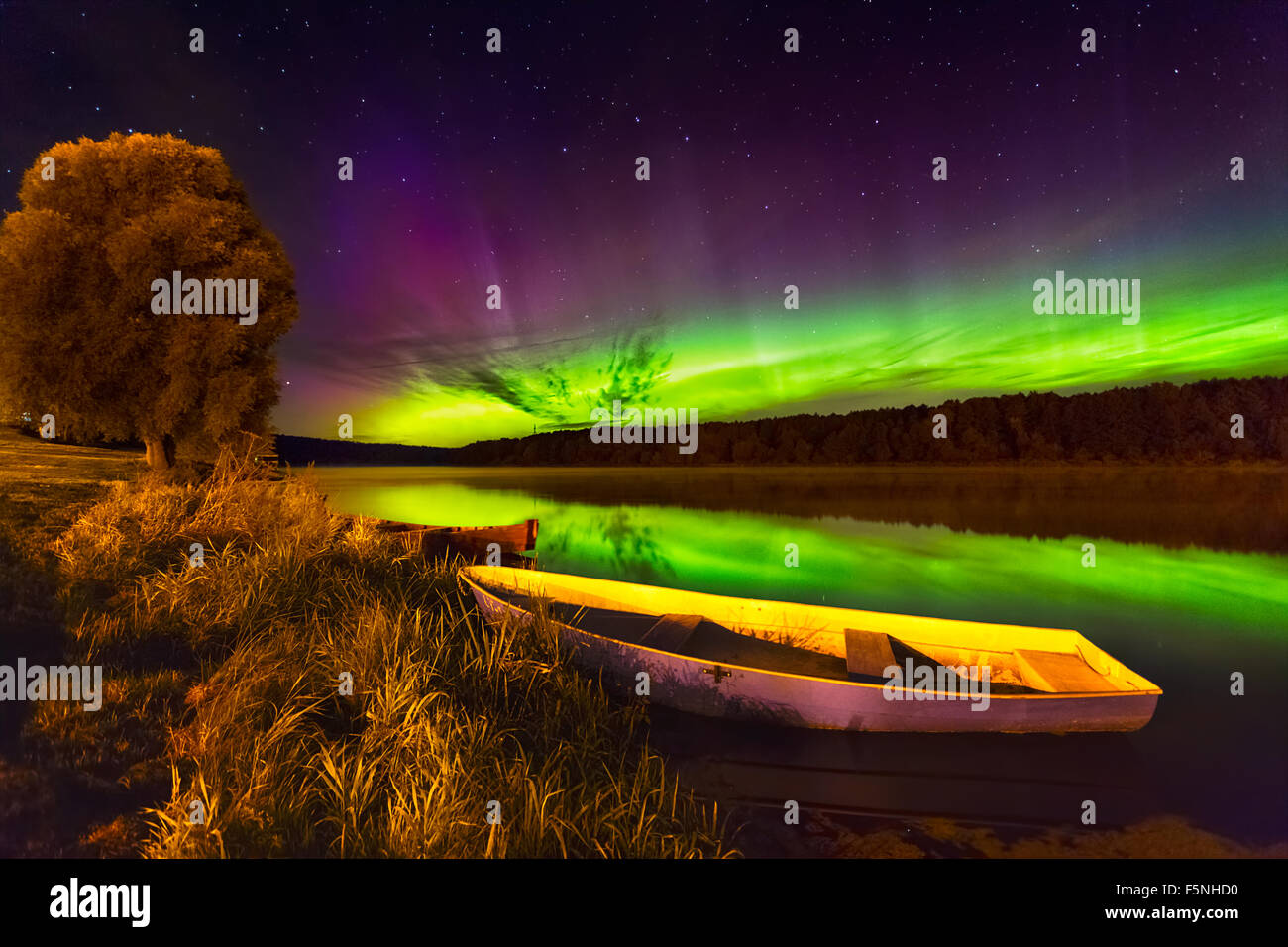 Northern lights in Lithuania Stock Photo - Alamy