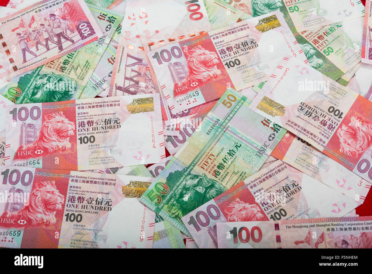 Kong Dollars bank notes. Money 100 50 HKD Stock Photo - Alamy