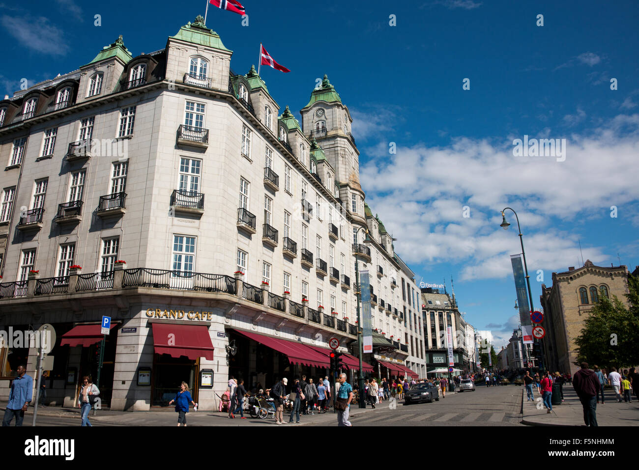 Norway, Oslo, Karl Johans Gate. Grand Hotel, best known as the annual ...