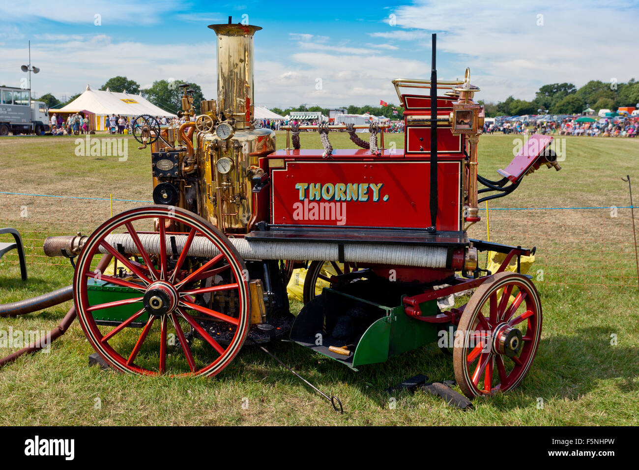 A vintage steam driven water pump fire engine from Thorney at the 2015 ...