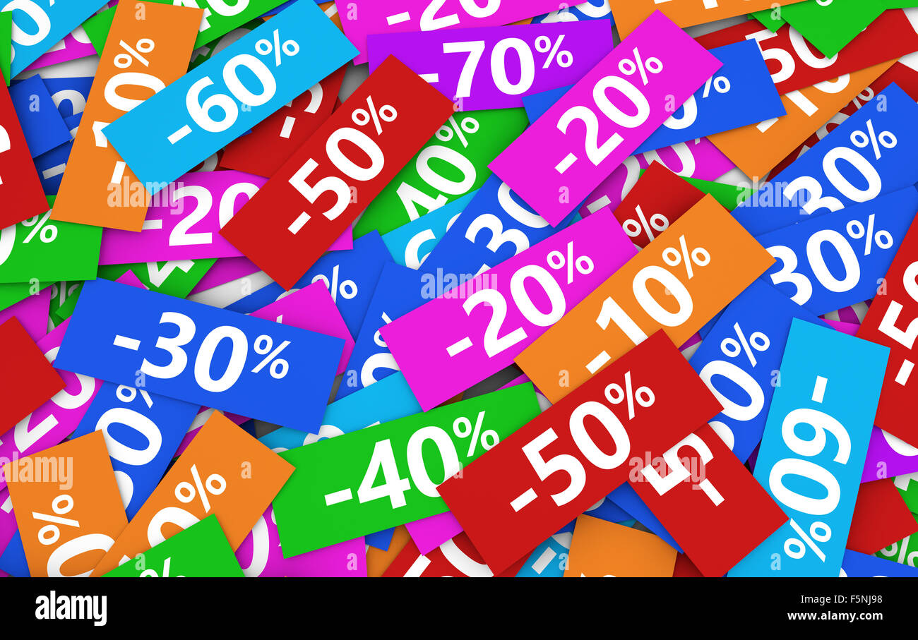Shopping sale, reduction, discount and promo concept with percentage ...