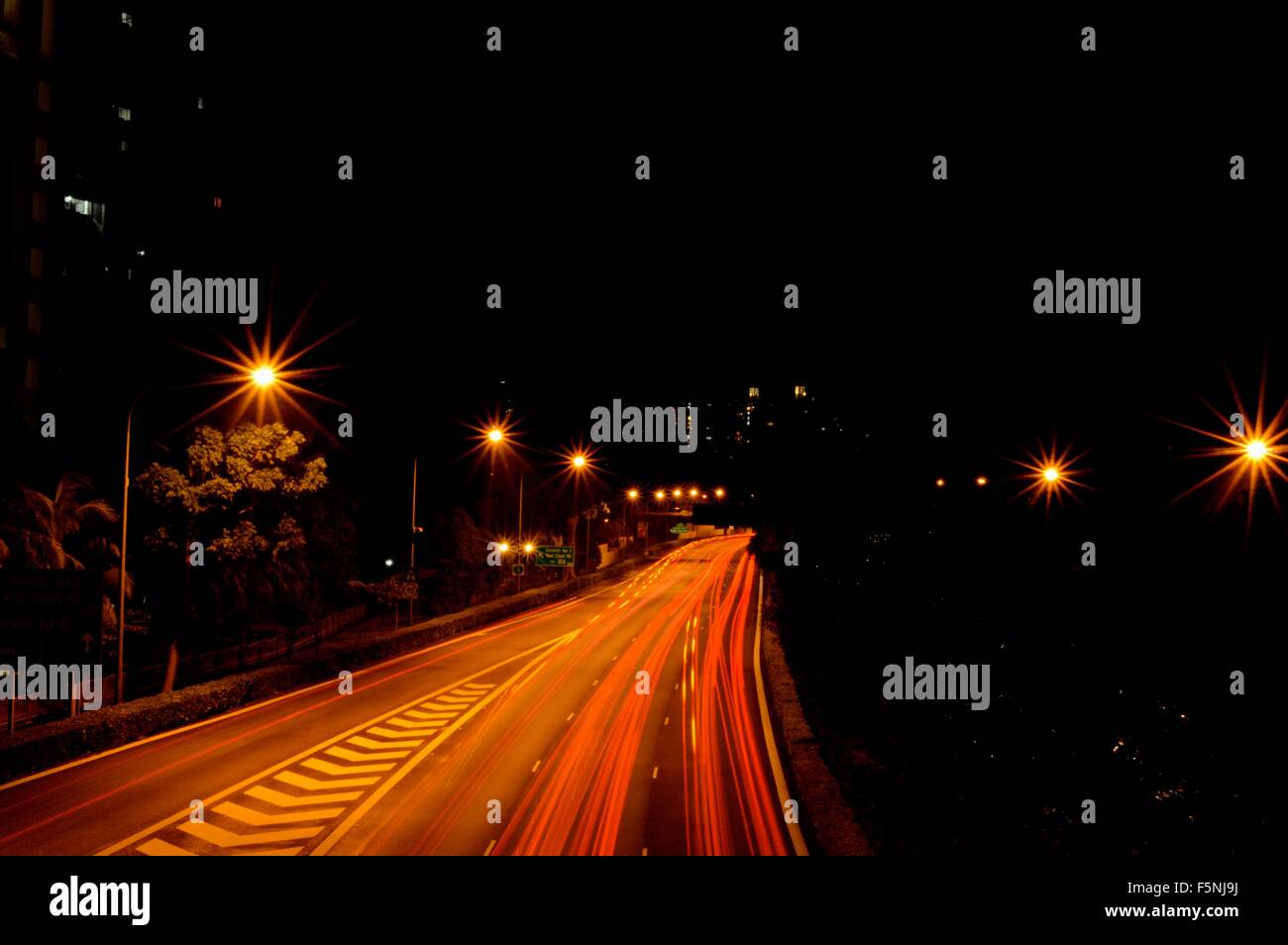 long exposure expressway view in night Stock Photo - Alamy