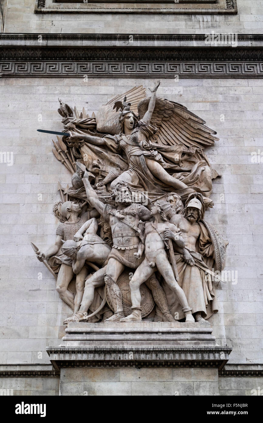 Sculpture from Francois Rude at the Arc de Triomphe in Paris Stock ...