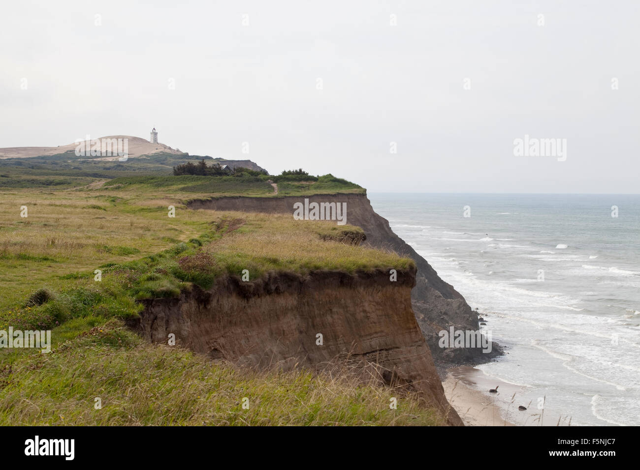 A precarious coastal path along the tops of an unstable sandy cliff ...