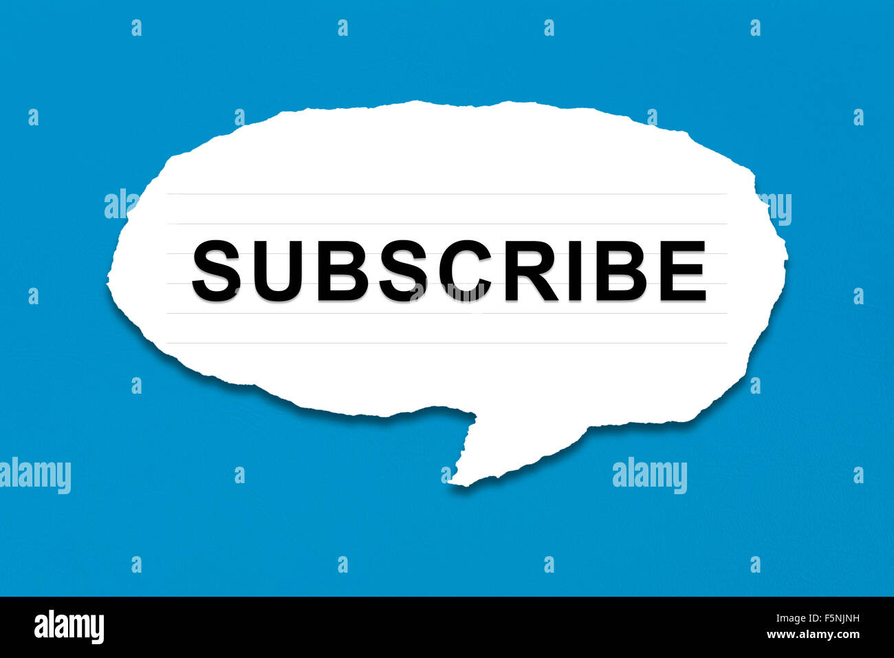 subscribe with white paper tears on blue texture background Stock Photo ...