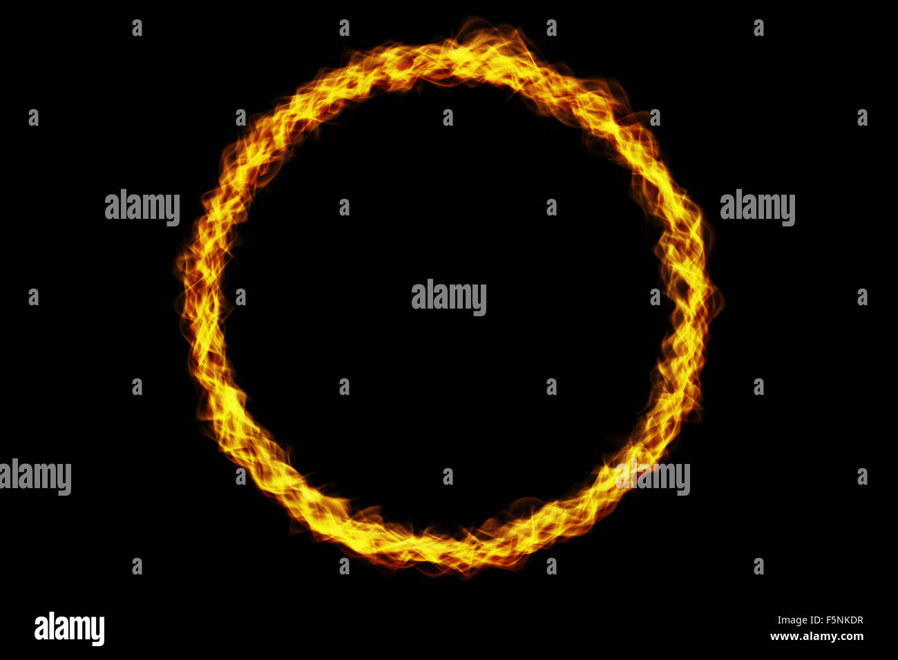 Flame ring of fire burning on black background Stock Photo - Alamy