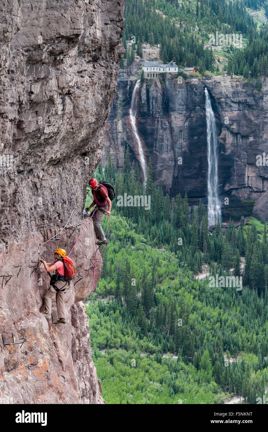 Climbers on the Via Ferrata trail, Telluride, Colorado Stock Photo - Alamy