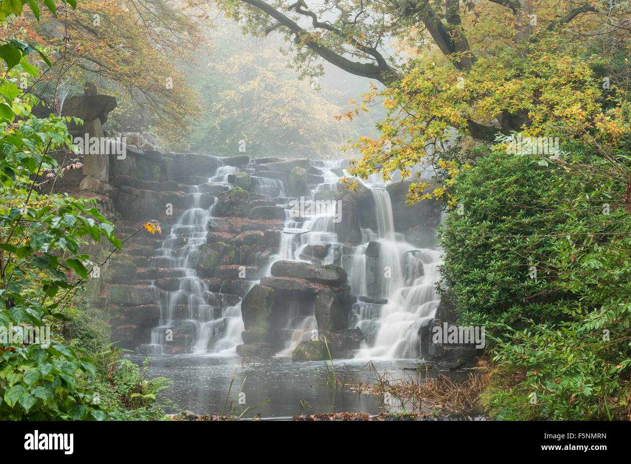 Waterfall known as The Cascade at Virginia Water Lake Virginia Water ...