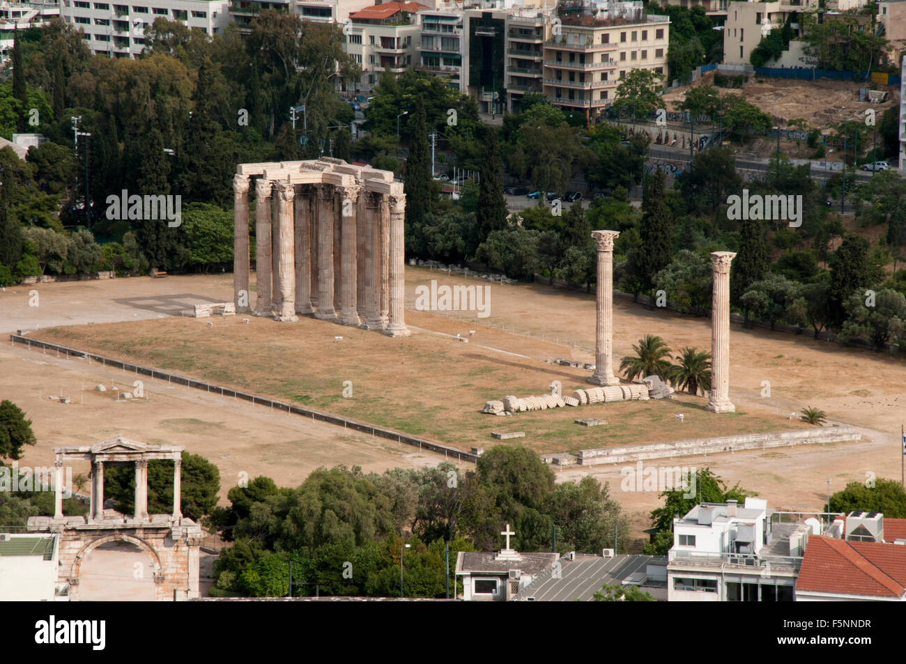 The Temple of Olympian Zeus stands in Athens. The construction of this ...