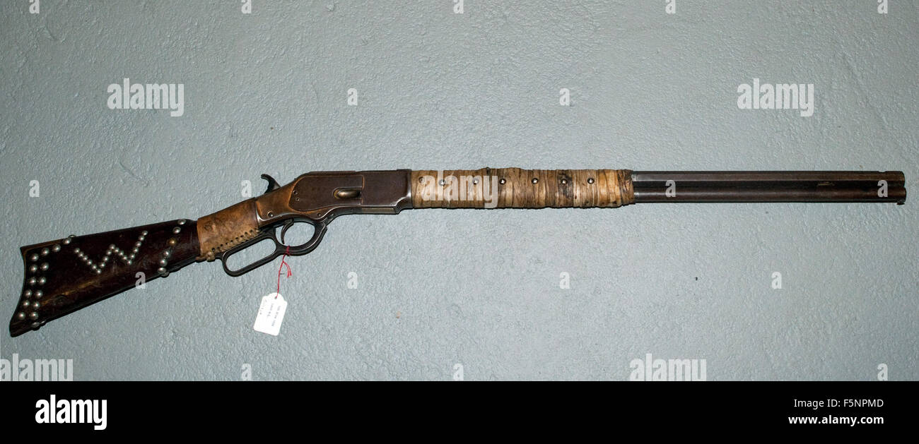 A silver rifle made known by the Winnetous TV series in Muehlenbeck ...