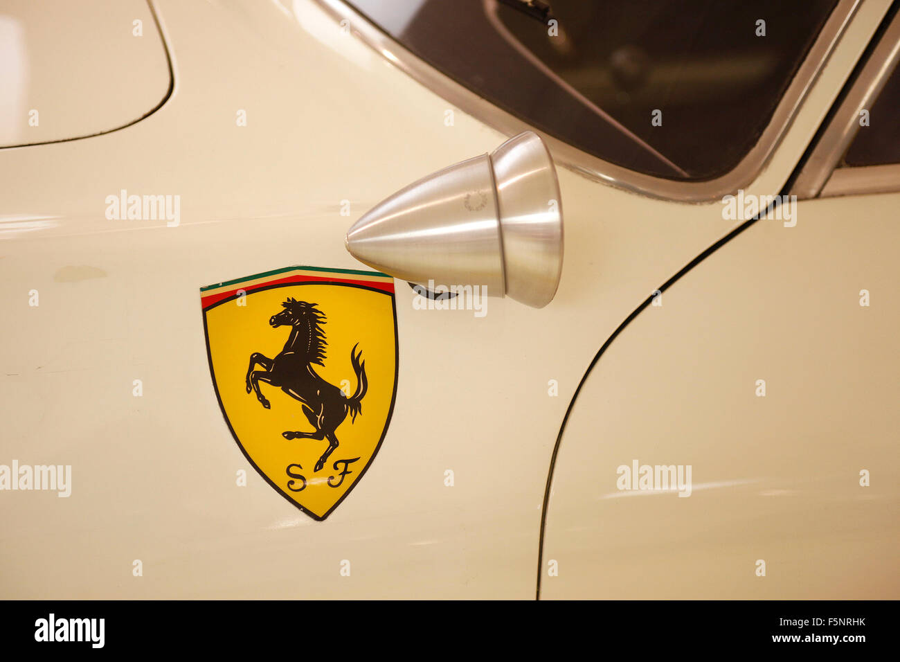 The prancing horse on a Ferrari 250 at the Museo Ferrari in Maranello ...