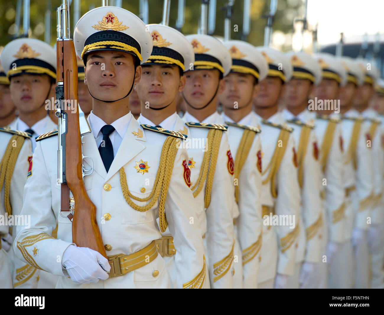 Beijing, China. 29th Oct, 2015. Soldiers of the guard of honour of ...