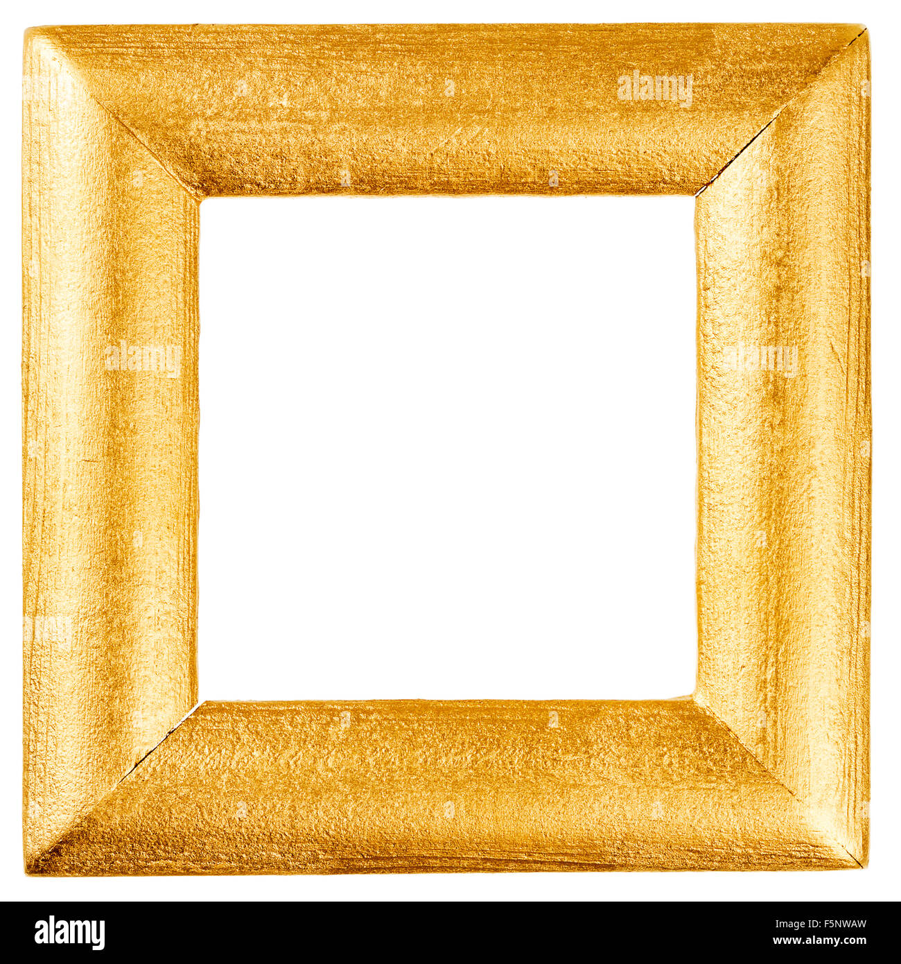 Rectangular wooden frame painted with gold isolated on white background ...