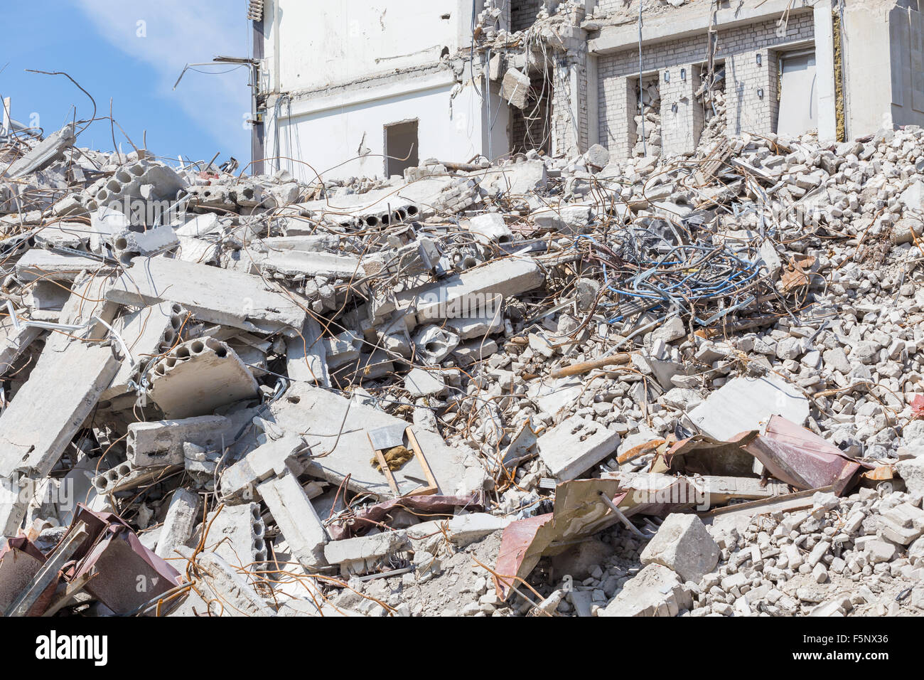 Pieces of Metal and Stone are Crumbling from Demolished Stock Photo - Alamy
