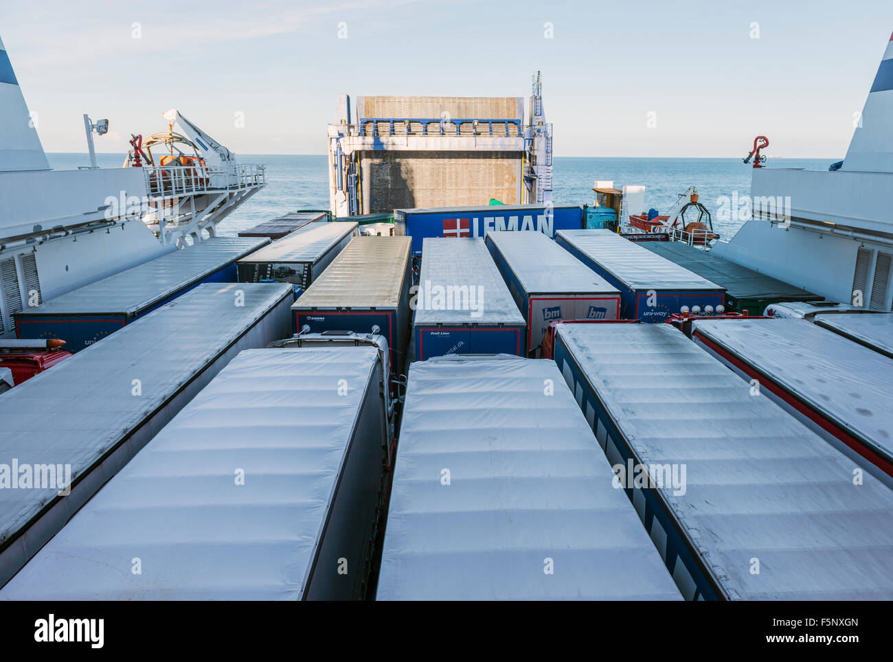Trucks on ferry Stock Photo - Alamy