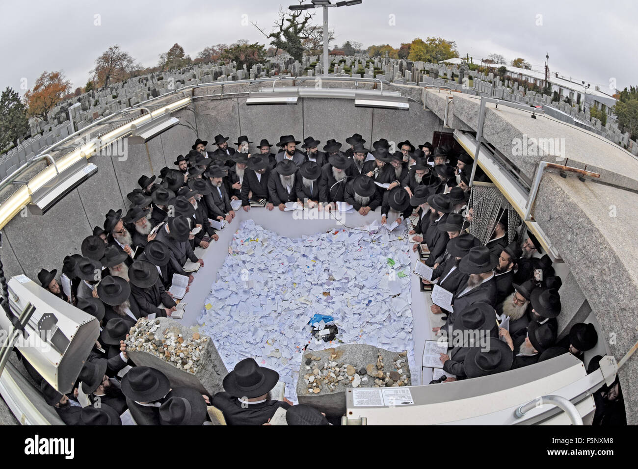 Lubavitch rabbis pray at the gravesite of their last two leaders at the ...