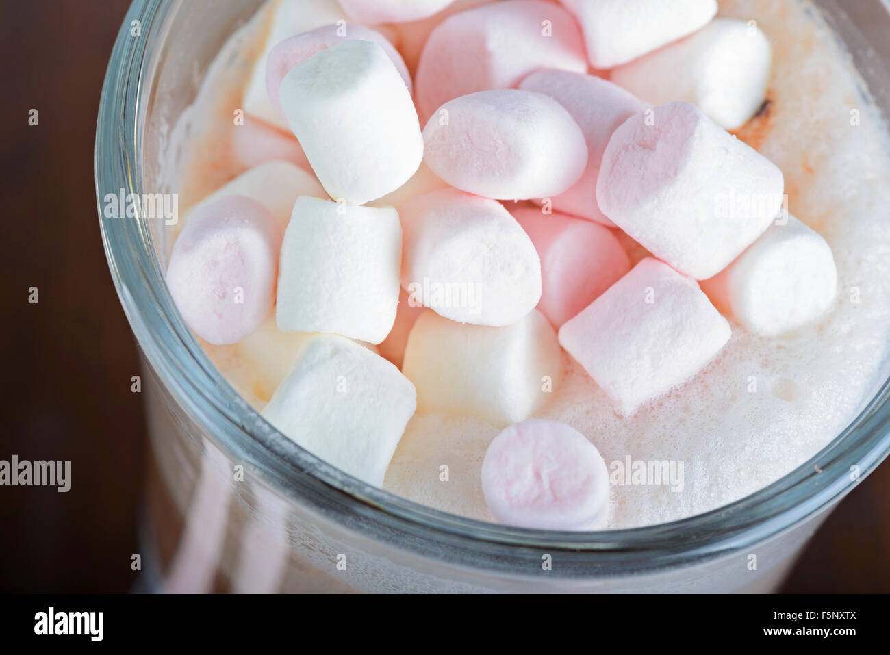 Closeup of marshmallows in hot chocolate Stock Photo - Alamy