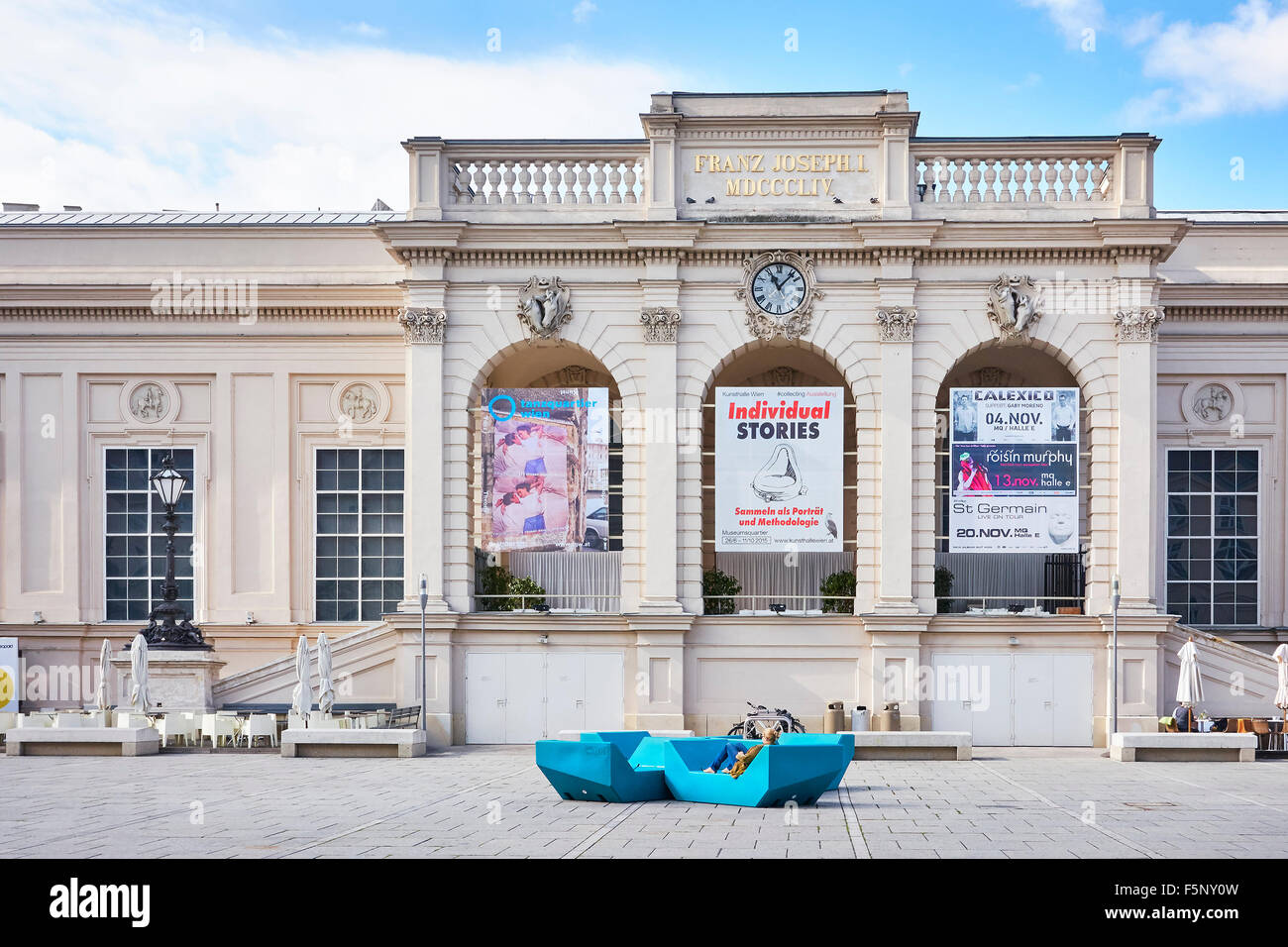 Front view of the Kunsthalle exhibition hall at Museums Quartier ...