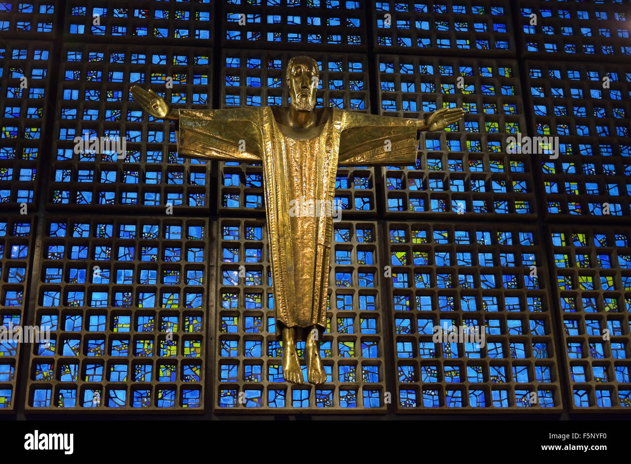 BERLIN, GERMANY-DECEMBER 22, 2014: Statue of Jesus in Kaiser Wilhelm ...