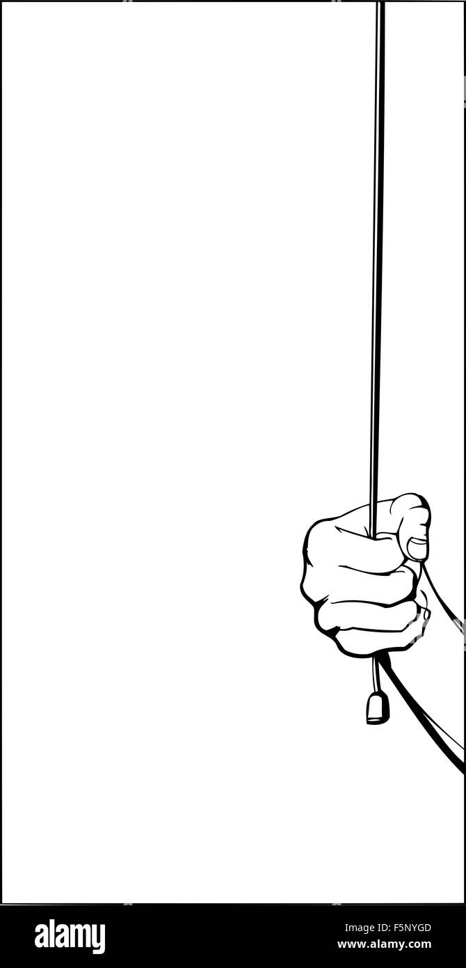 Hand pulling string Black and White Stock Photos & Images - Alamy