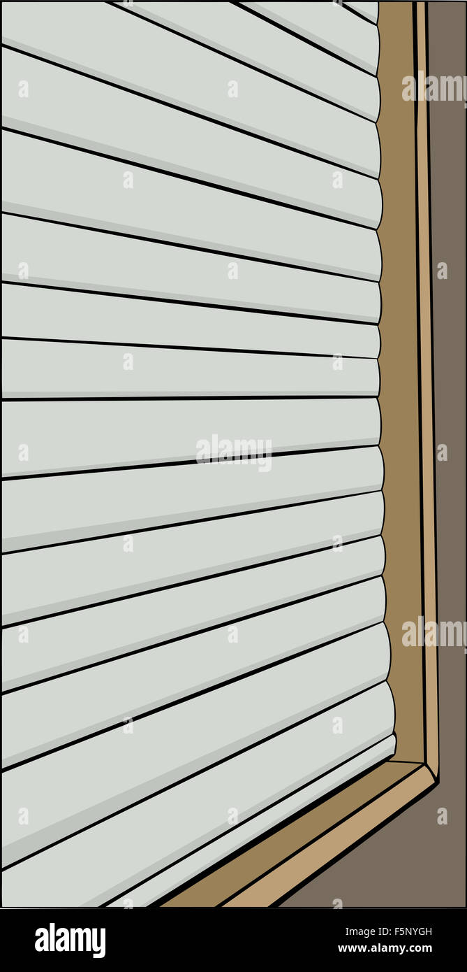 Illustration of window with closed blinds in outline Stock Photo - Alamy