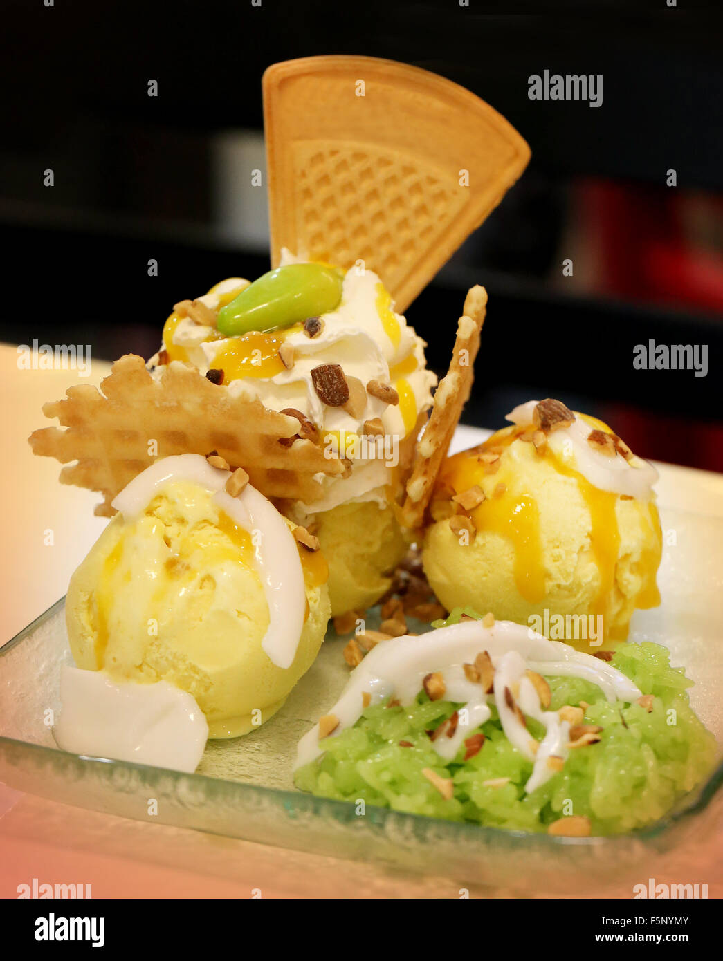 Delicious ice cream is photographed close up Stock Photo - Alamy