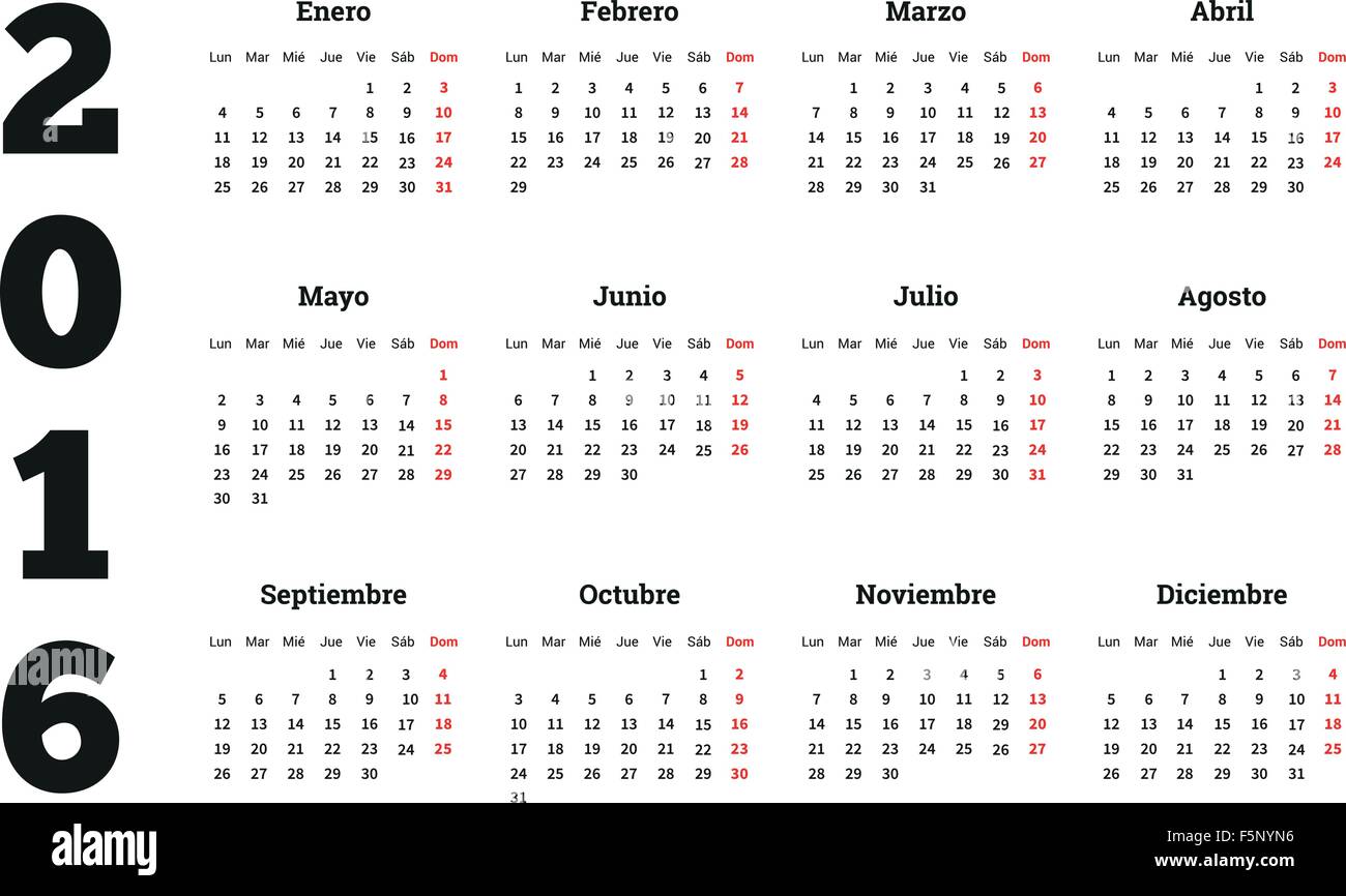 Calendario espanol Stock Vector Images - Alamy
