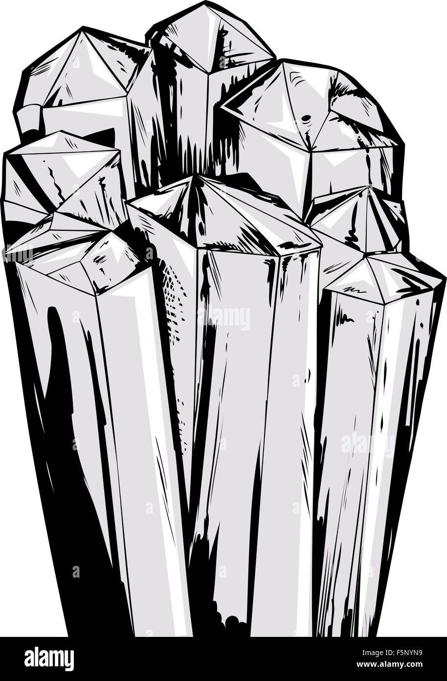 Cartoon illustration of rough quartz crystals cluster Stock Photo - Alamy